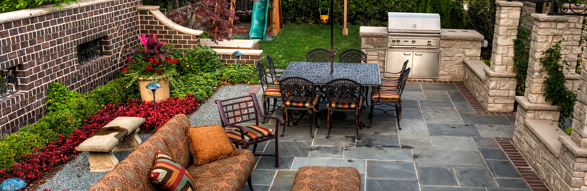 Bluestone Patio Brick Wall Stone Wall - Moore Masonry